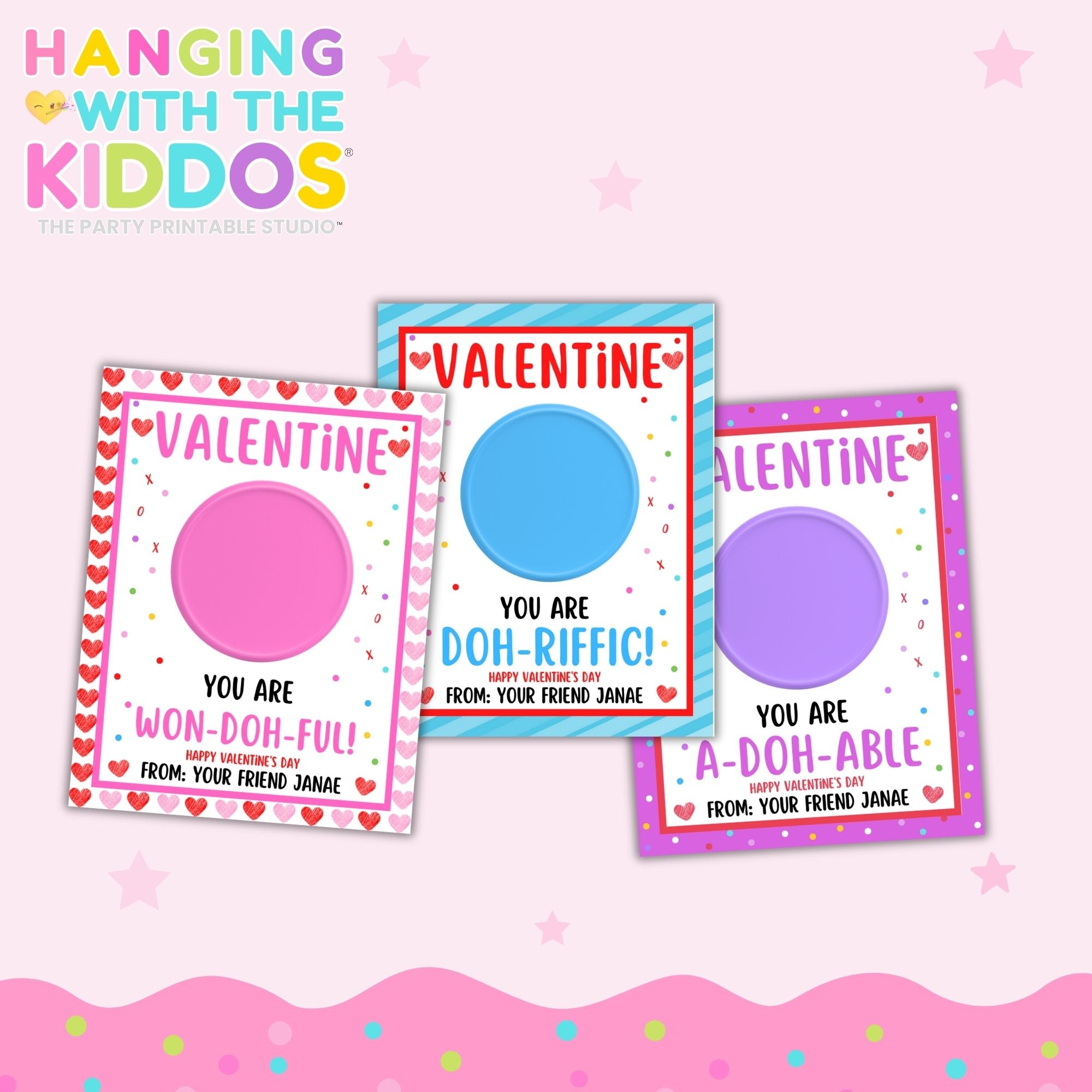 Valentines Play Dough Card Template – Hanging with the Kiddos® Studio